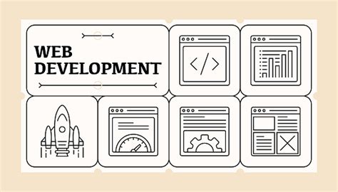 web development line icon set and banner design stock illustration