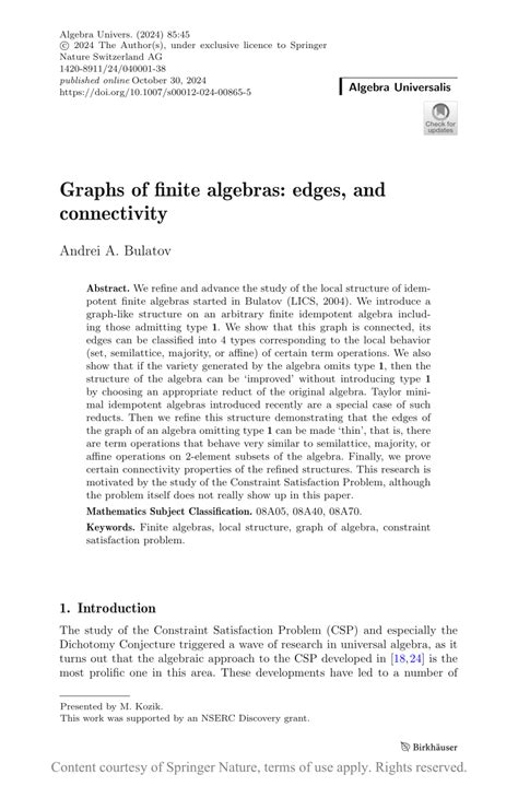 Graphs Of Finite Algebras Edges And Connectivity Request Pdf