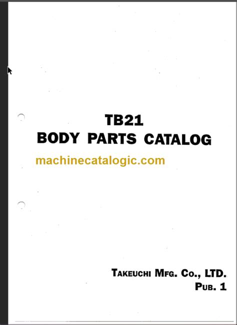 Takeuchi Tb21 Compact Excavator Body Parts Manual
