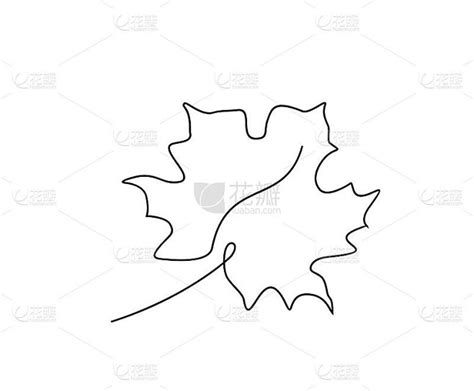 枫叶的连续线描抽象单枫艺术设计