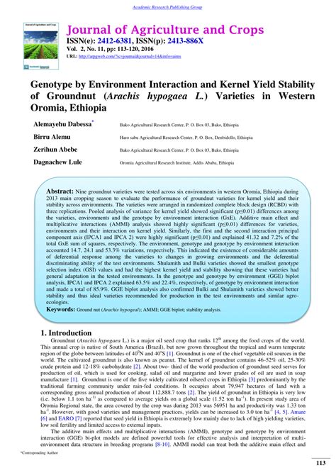 (PDF) Genotype by Environment Interaction and Kernel Yield Stability of Groundnut (Arachis ...