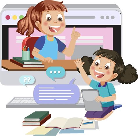 Una Chica Chateando En Línea Con Su Amiga 12911515 Vector En Vecteezy