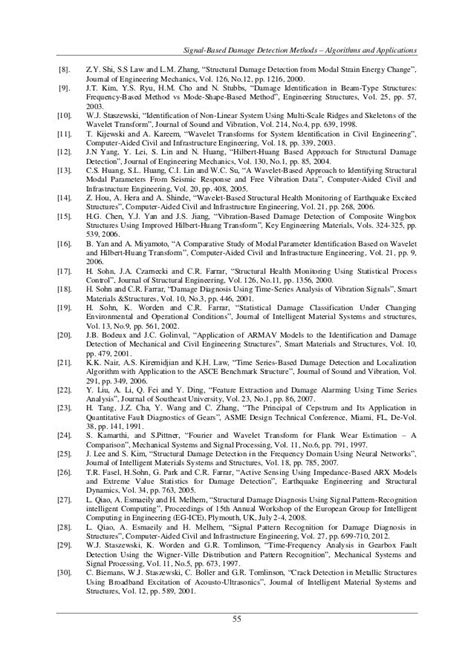Signal Based Damage Detection Methods Algorithms And Applications