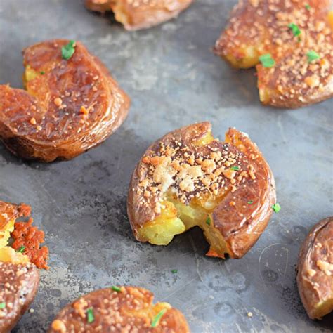 Garlic Parmesan Smashed Potatoes Mess For Less