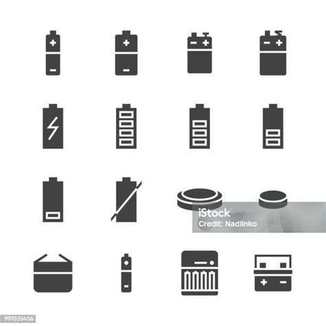 배터리 평면 모양 아이콘입니다 배터리 종류 삽화aa 알카라인 리튬 자동차 축전지 충전기 완전 충전 전기 저장소에 대 한 서명입니다 단단한 실루엣 픽셀 완벽 48 X 48
