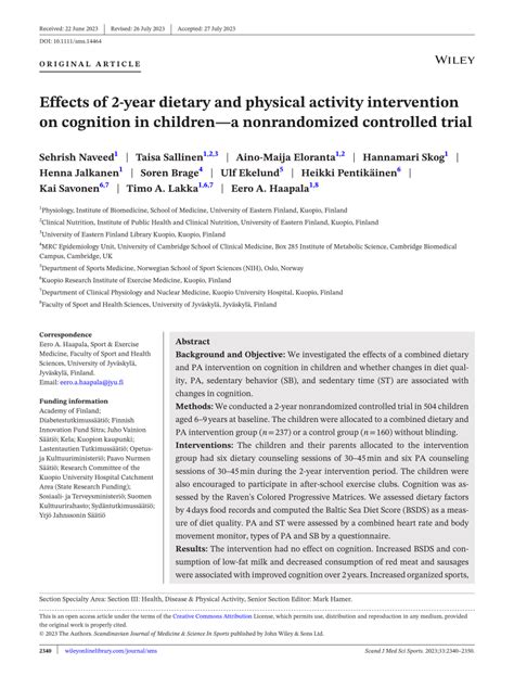 Pdf Effects Of 2‐year Dietary And Physical Activity Intervention On