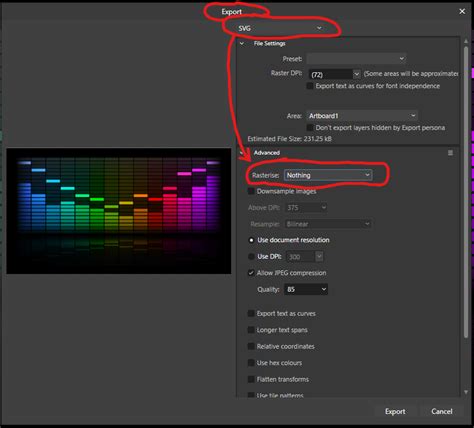 Exporting As Svg Only Exports Vector Elements Affinity On Ipad