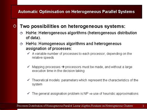 Processes Distribution Of Homogeneous Parallel Linear Algebra Routines