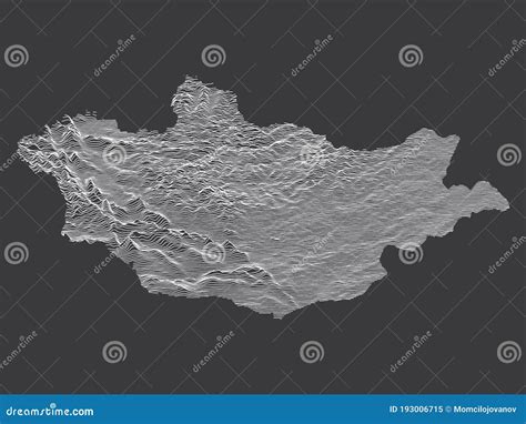 Contour Relief Map Of Mongolia Cartoon Vector
