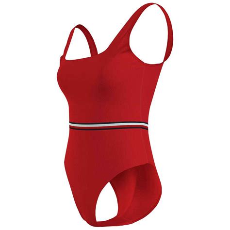 Tommy Hilfiger Square Neck One Piece Swimsuit Red Dressinn