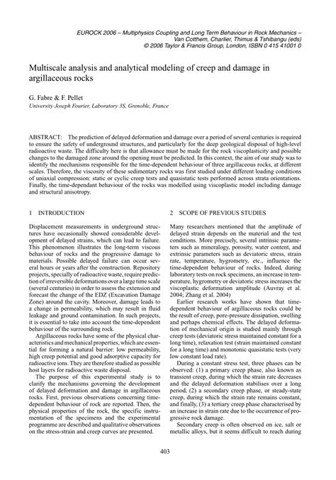 PDF Multiscale Analysis And Analytical Modeling Of Creep And Damage