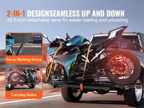 Vevor Motorcycle Carrier 600 Lbs Steel Motorcycle Carrier Hitch Mount