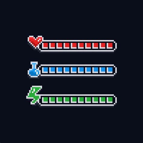 Pixel Art Game Development Set Progress Bar Vector Image