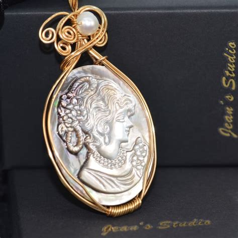 Onyx Pearl Cameo Etsy