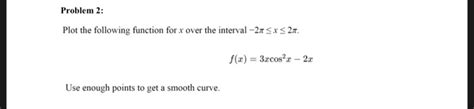Solved Problem 2 Plot The Following Function For X Over The