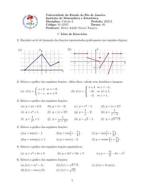 Lista De Exercícios Cálculo 1 Pdf