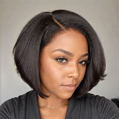4c Kinky Edges Short Kinky Straight Bob With Side Swept Bangs Hd Lac