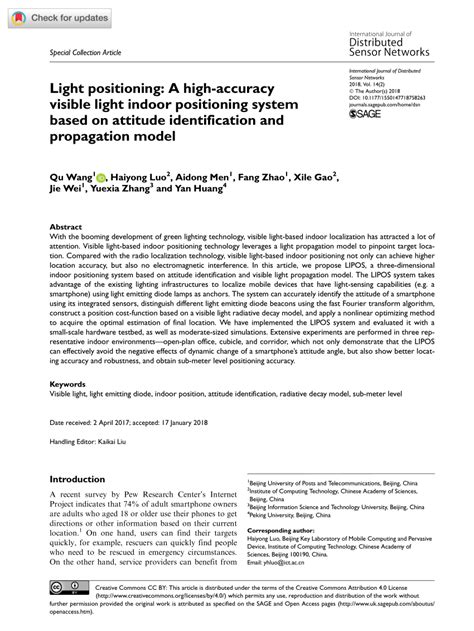 Pdf Light Positioning A High Accuracy Visible Light Indoor