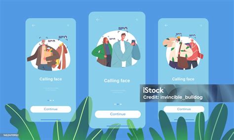 Halaman Aplikasi Seluler Calling Face Template Layar Onboard Karakter