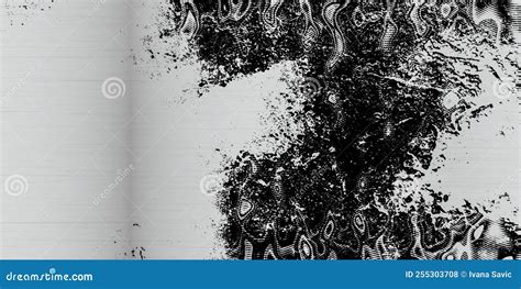 Cartoon Monochrome Engrave Shapes Scrapbook With Random Black Noise In