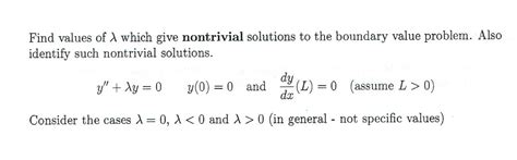 Solved Find Values Of λ Which Give Nontrivial Solutions To