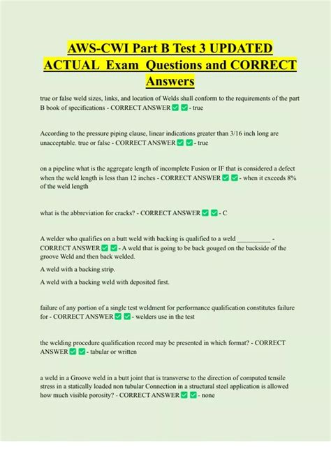 AWS CWI Part B Test UPDATED ACTUAL Exam Questions And CORRECT Answers Cwi Stuvia US