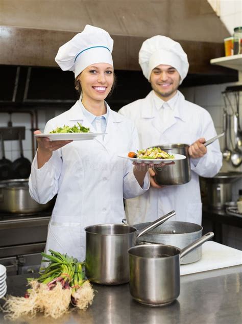 Shef And Assistant Preparing Meal Stock Image Image Of Occupation