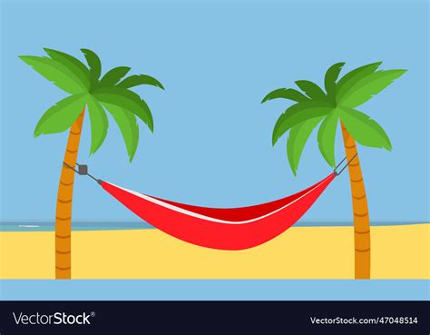 Hammock Between Palm Trees Royalty Free Vector Image