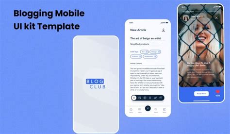 Blogging Mobile Ui Kit Template For Figma 1 Ui Kit App Template Ui