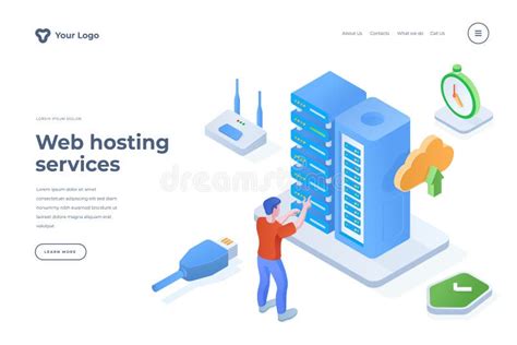 Servicios De Hospedaje Web Plantilla De Página De Inicio Isométrico Programador De Dibujos