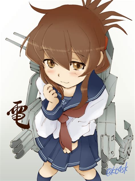 Safebooru 1girl 4suke 3 Blue Skirt Blush Brown Eyes Brown Hair