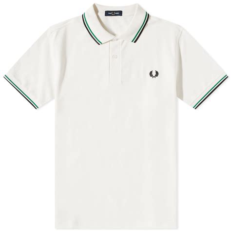 Fred Perry Twin Tipped Polo Light Ecru Fred Perry Green And Nvay End Gb