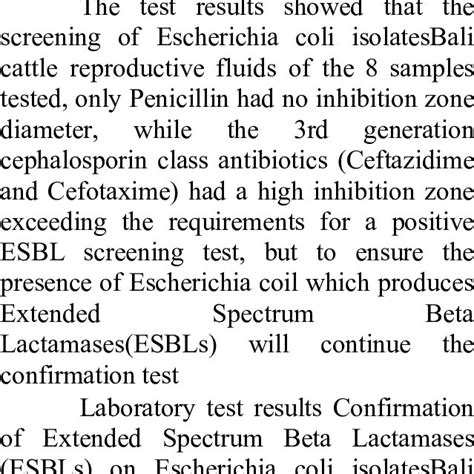 Isolate Biochemical Test Resultsescherichia Coli Download Scientific