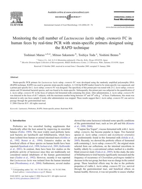 Pdf Monitoring The Cell Number Of Lactococcus Lactis Subsp Cremoris