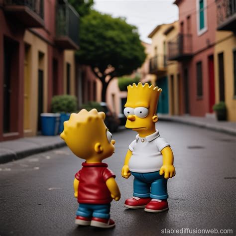 Bart And Lisa Simpson Playing In Poor Neighborhood Stable Diffusion