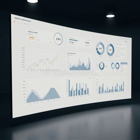 A Digital Screen Displays Various Analytical Graphs And Charts Labeled Website Analytics