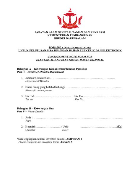 Fillable Online Env Gov Consignment Note Form Revisedv6pdf Fax Email Print Pdffiller