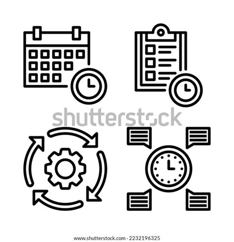 Time Management Icons Set Calendar Clipboard Stock Vector Royalty Free