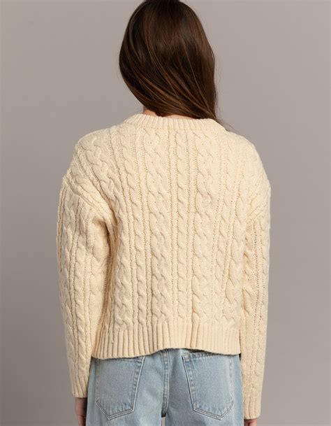 Rsq Girls Cable Sweater Ivory Tillys