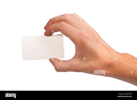 Businessman S Hand Holding Blank Business Card Stock Photo Alamy