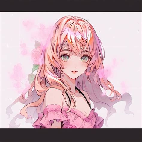Premium Photo Anime Girl With Long Pink Hair And Pink Dress With Pink