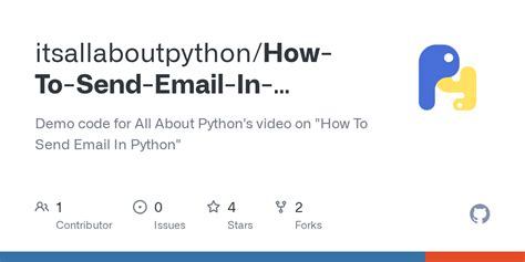 Github Itsallaboutpythonhow To Send Email In Python Using Smtplib Tutorial Demo Code For All