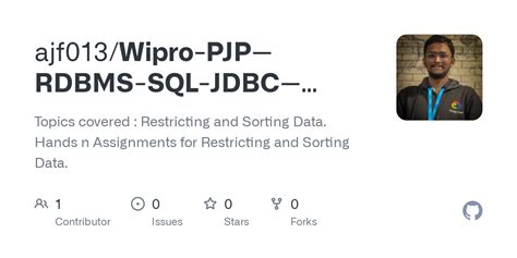 Github Ajf Wipro Pjp Rdbms Sql Jdbc Restricting And Sorting Data Topics Covered
