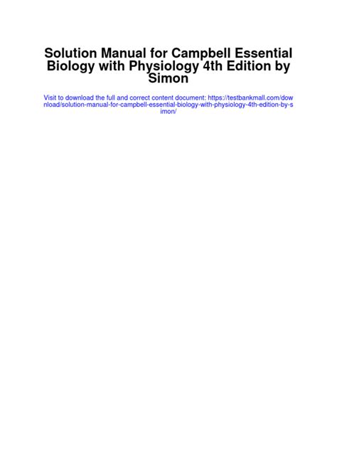 Solution Manual For Campbell Essential Biology With Physiology 4th
