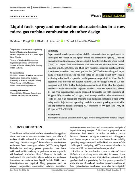 Pdf Liquid Fuels Spray And Combustion Characteristics In A New Micro Gas Turbine Combustion