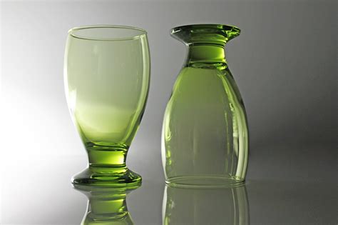 Cristar Footed Water Goblets Antique Green Set Of 2 Barware