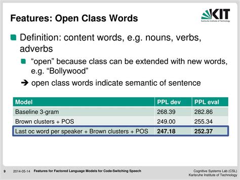 Ppt Features For Factored Language Models For Code Switching Speech Powerpoint Presentation