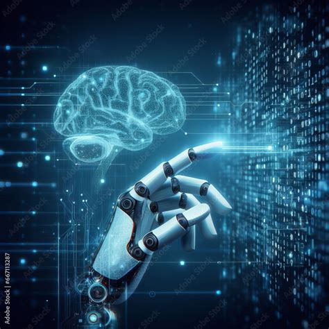 Binary Data Interaction With A Robotic Hand The Future Of Artificial Intelligence Ai Deep