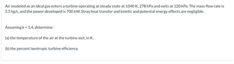 Solved Air Modeled As An Ideal Gas Enters A Turbine