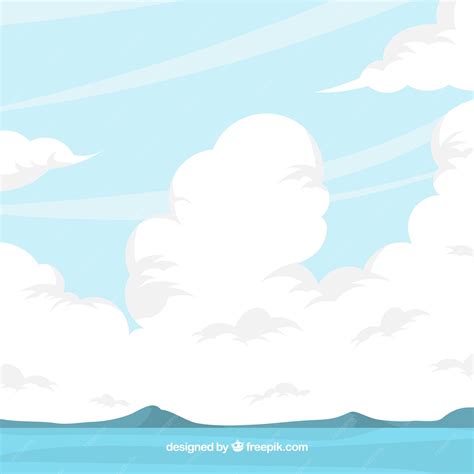 평면 스타일에 흐린 하늘 배경 무료 벡터